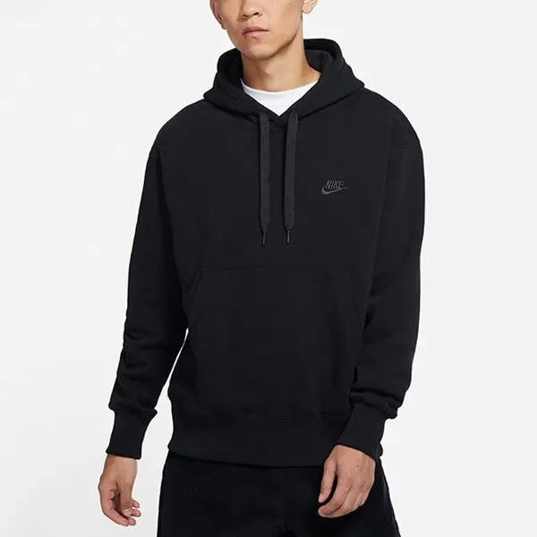 Nike French Terry Embroidered Logo Solid Color Black