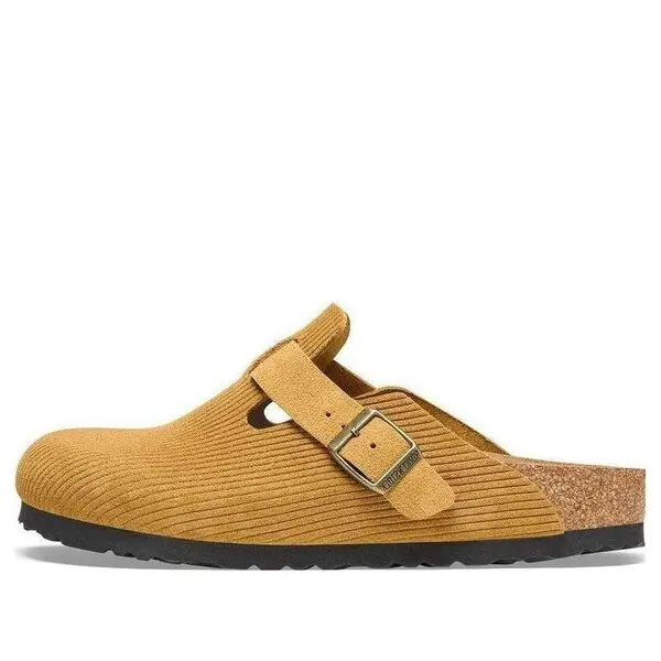 BIRKENSTOCK Boston Suede Embossed Clogs - Tan