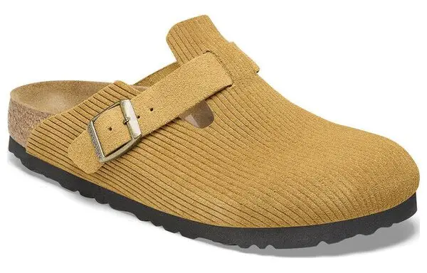 BIRKENSTOCK Boston Suede Embossed Clogs - Tan