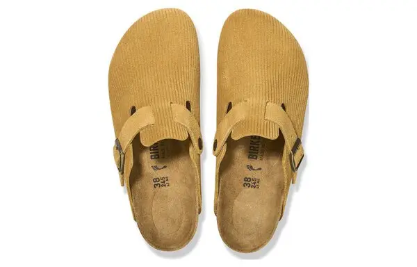 BIRKENSTOCK Boston Suede Embossed Clogs - Tan