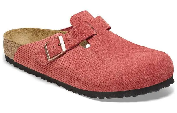 BIRKENSTOCK Boston Suede Embossed Clogs - Red