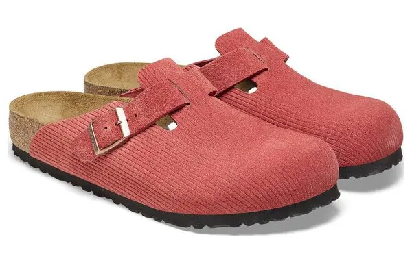BIRKENSTOCK Boston Suede Embossed Clogs - Red