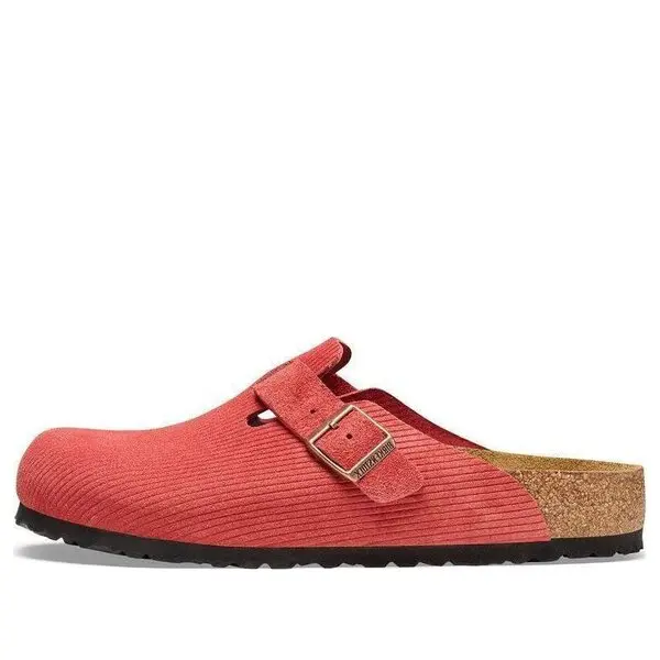 BIRKENSTOCK Boston Suede Embossed Clogs - Red