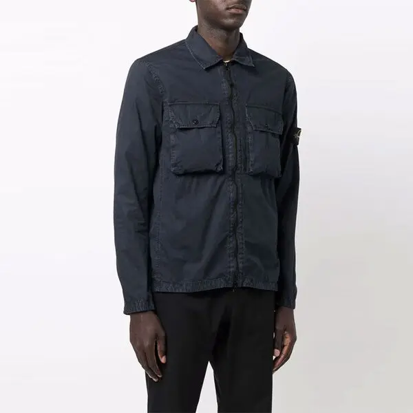Stone Island 2 Pocket Brushed Cotton Shirt Jacket