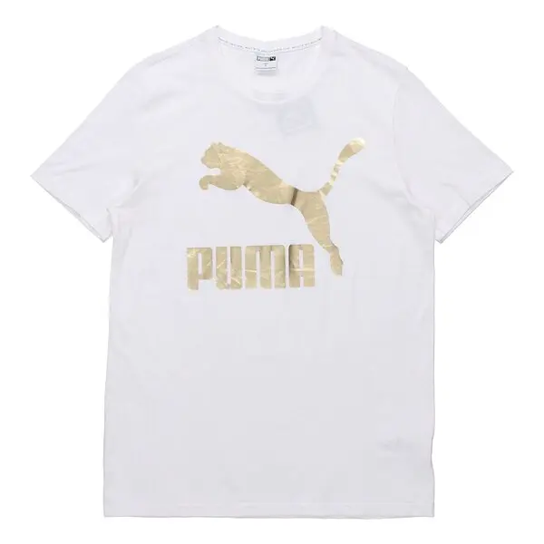 PUMA Logo Printed Short Sleeve Tee - White
