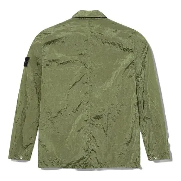 Stone Island Zip Up Jacket With Compass Patch - Sage