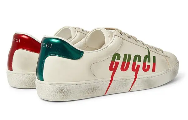 Gucci Ace Distressed Sneakers With Graphic Logo