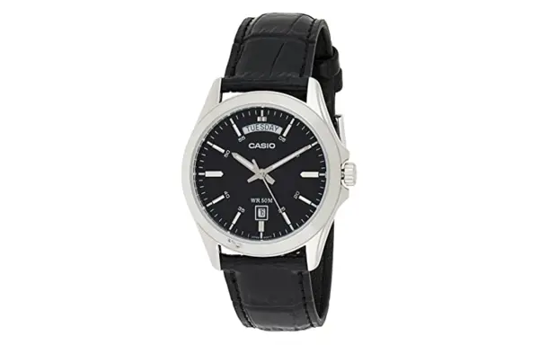 Casio Analog Watch With Leather Strap