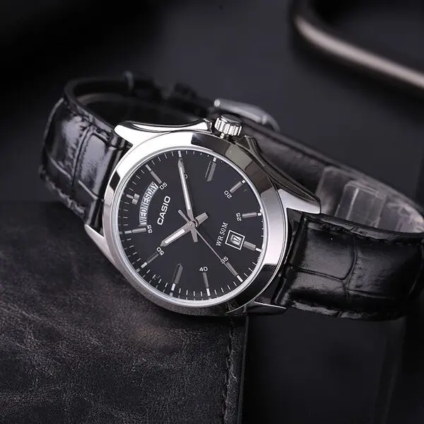 Casio Analog Watch With Leather Strap