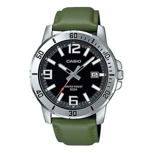 Casio Analog Watch With Leather Band - Green
