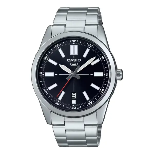 Casio Stainless Steel Dress Watch With Date Display - Black