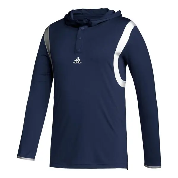 Adidas Logo Long Sleeve Button Detail Hoodie - Default Colorway