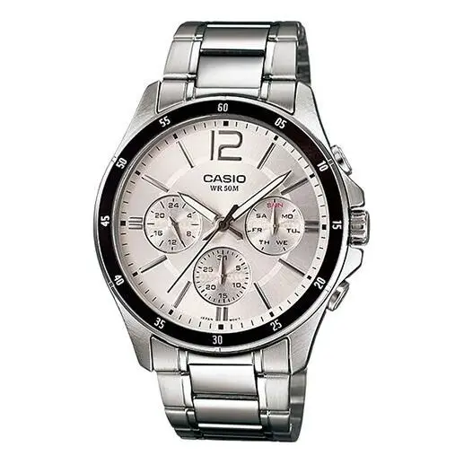 Casio Stainless Steel Analog Watch With Water Resistance - White