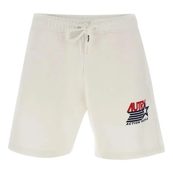 AUTRY Logo Print Drawstring Shorts - White