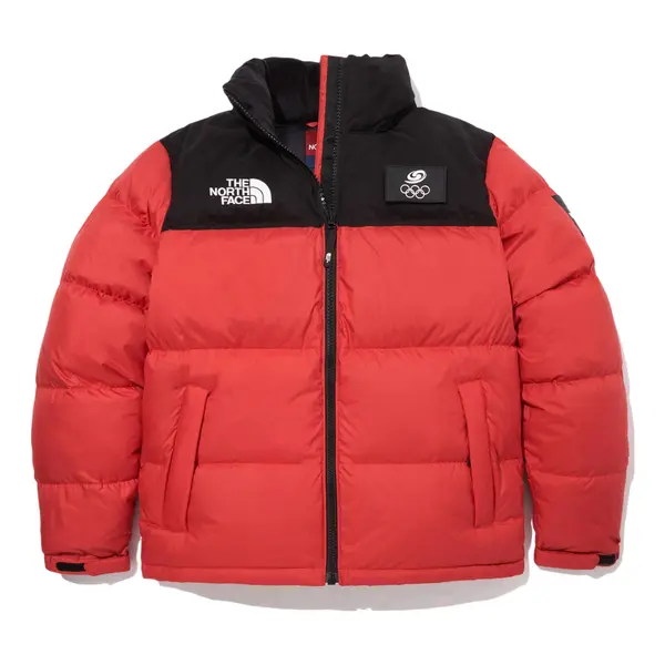 The North Face Puffer Jacket With Stand Collar - Red/black