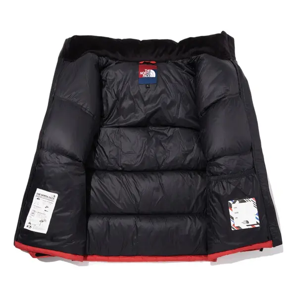 The North Face Puffer Jacket With Stand Collar - Red/black