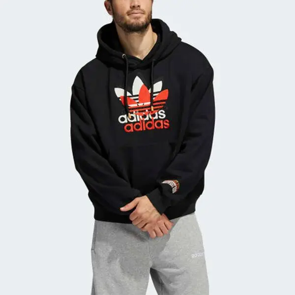 Adidas Originals Casual Sports Long Sleeve Hoodie - Black