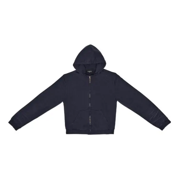 Balenciaga Tab Worn-out Zip-up Hoodie - Black