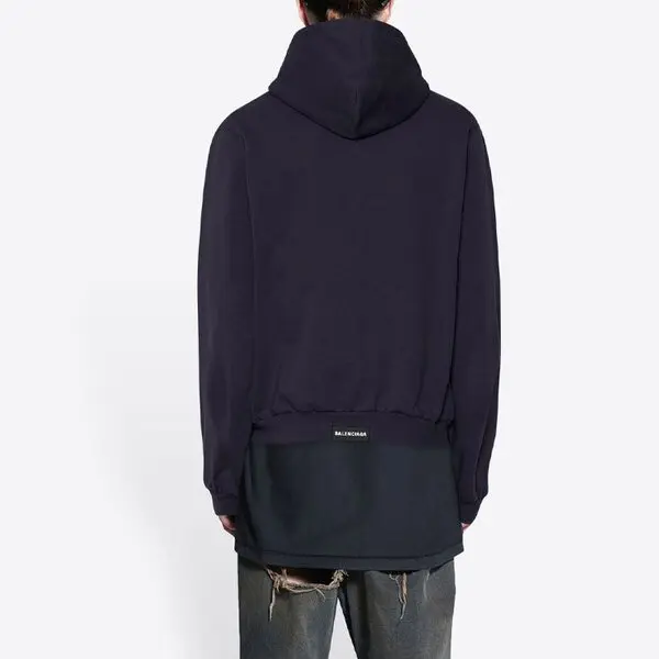 Balenciaga Tab Worn-out Zip-up Hoodie - Black
