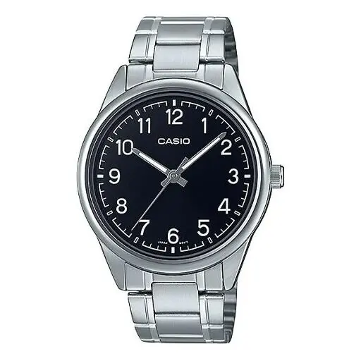 Casio Classic Analog Watch With Silver Stainless Steel Strap - Black