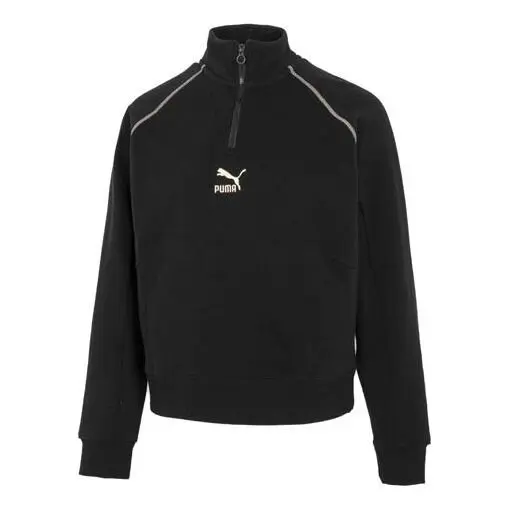 PUMA Graphic Half-zip Crew - Black/white