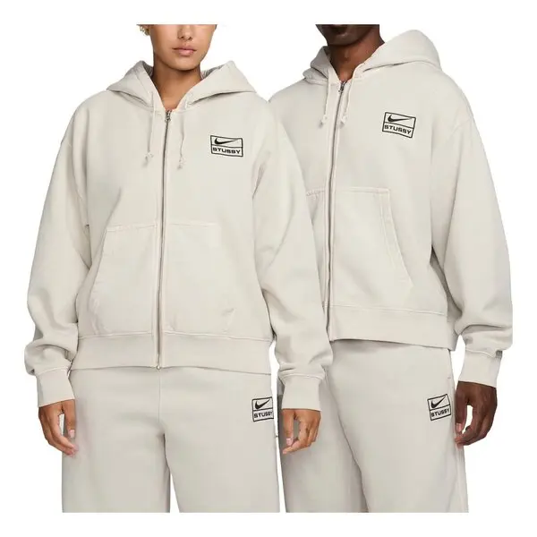 Nike X Stussy Pigment Dyed Fleece Zip Hoodie Asia Sizing - Light Bone