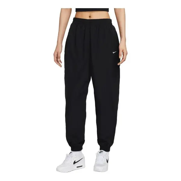 Nike Essential Mid-rise Oversized Woven Joggers - Black/white