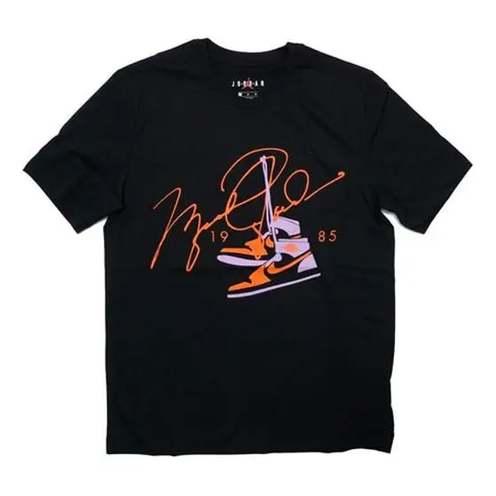 JORDAN Aj85 Signature Printing Short Sleeve T-shirt - Black