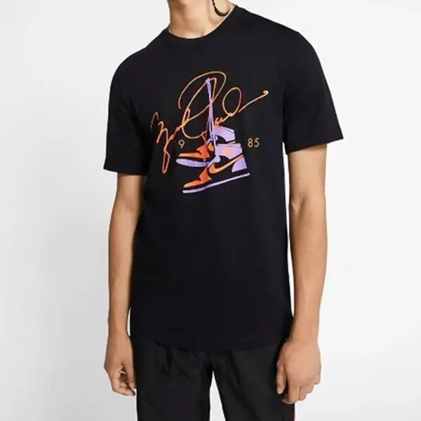 JORDAN Aj85 Signature Printing Short Sleeve T-shirt - Black