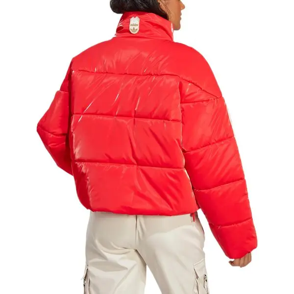 Adidas Puffer Jacket With Stand Collar - Red