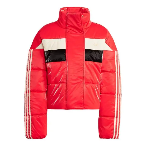 Adidas Puffer Jacket With Stand Collar - Red