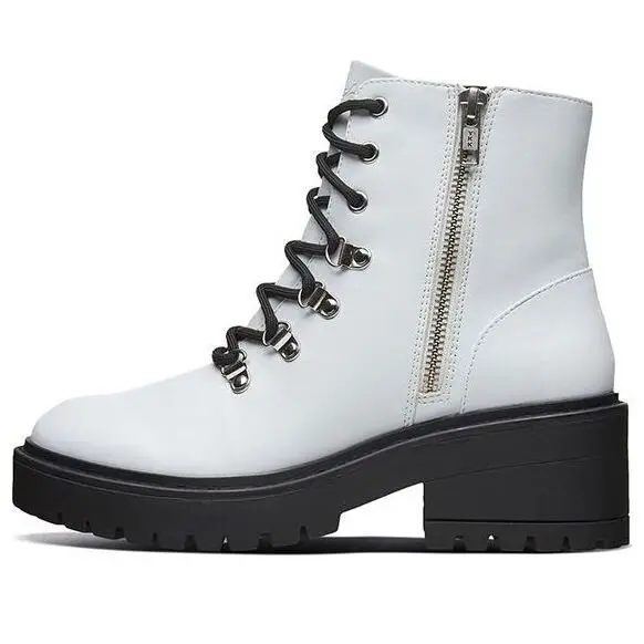 Sketchers High Top Combat Boots With Zip And Lace-up Closure