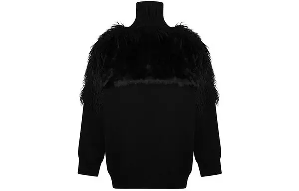 Balenciaga Zip Up Turtleneck Sweater With Fur Detail