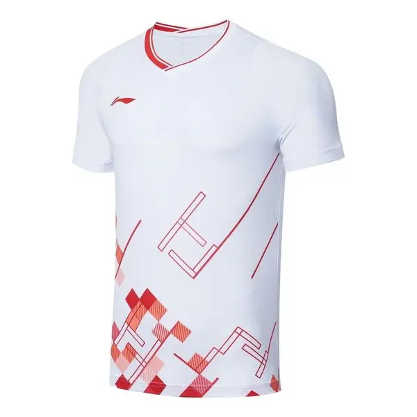 LI-NING Graphic Badminton Competition T-shirt - White/red