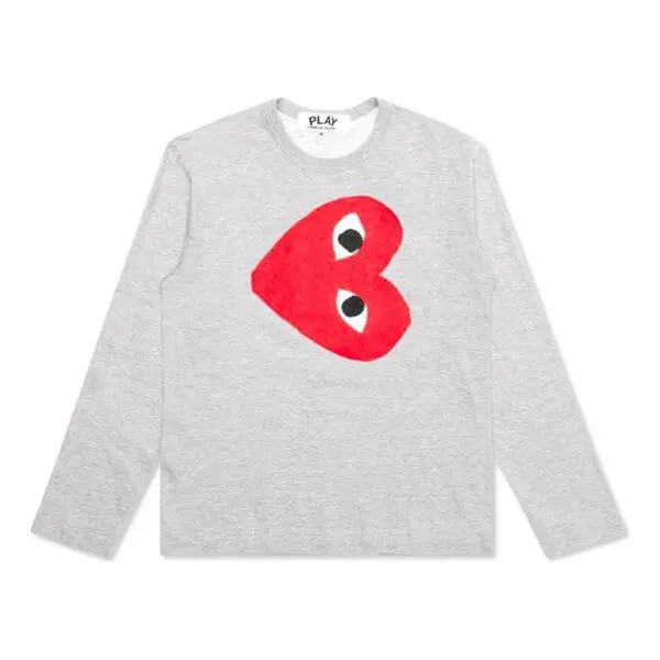 Play Comme Des Garcon Side Heart Long Sleeves Tee - Grey