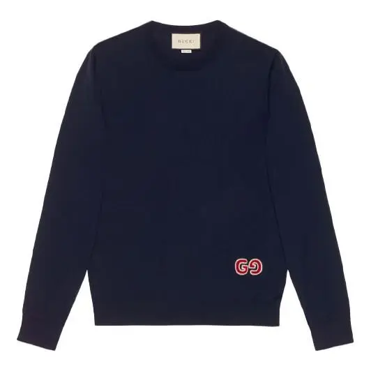 Gucci Wool Jumper With Gg Detail - Navy