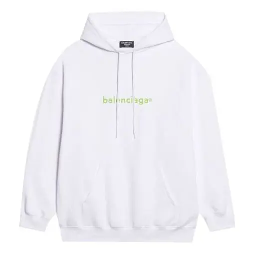 Balenciaga Copyright Logo Print Medium Fit Hoodie - White