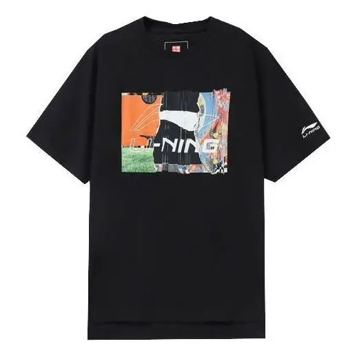 LI-NING Graphic Loose Fit T-shirt 'black - Black/multi-color