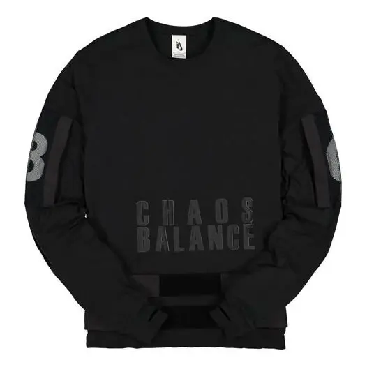 Nike Printing Splicing Sports Long Sleeve Pullover - Black