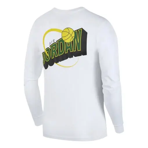 JORDAN Legacy Aj10 Alphabet Logo Long Sleeve Shirt - White