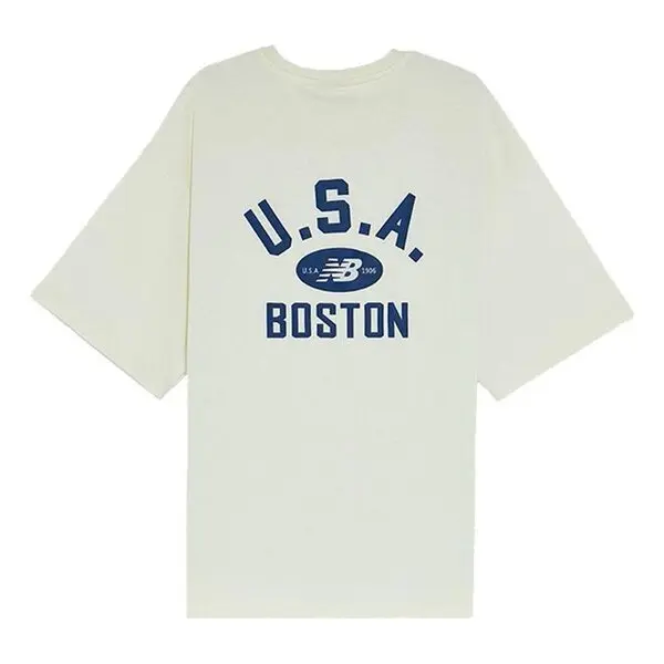 NEW BALANCE Boston Tee Asia Sizing 'white Blue - White/blue