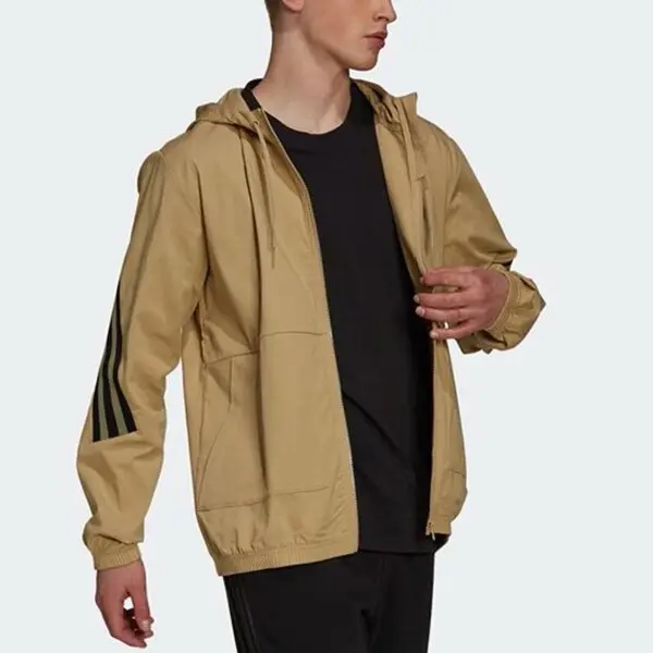 Adidas Hooded Windproof Athleisure Casual Sports Jacket