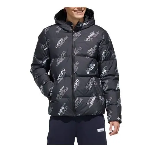 Adidas Neo Logo Print Hooded Down Jacket - Default Color