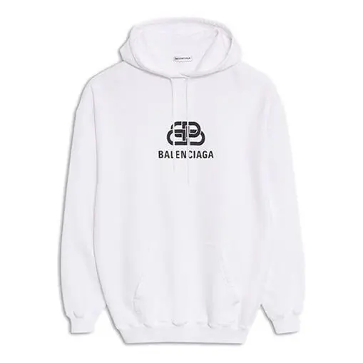 Balenciaga Bb Monogrammed Pullover Hoodie - White
