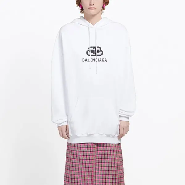 Balenciaga Bb Monogrammed Pullover Hoodie - White