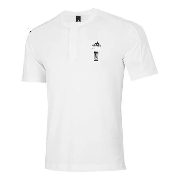 Adidas Brand Logo Printing Round Neck Short Sleeve White T-shirt - Default Color