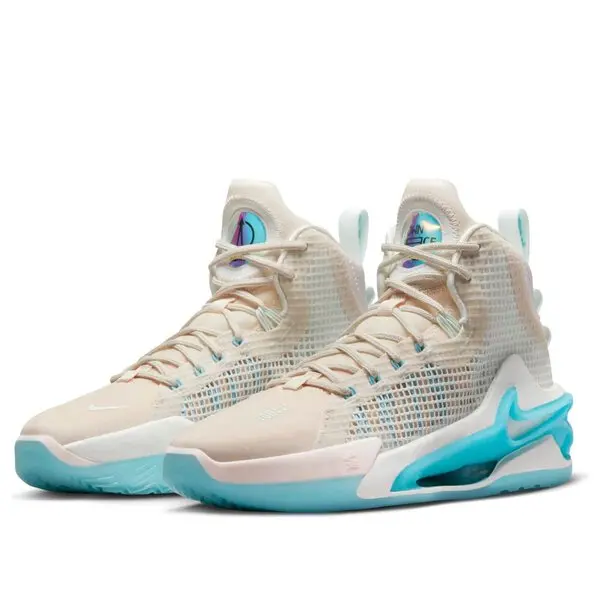 Nike Zoom Gt Jump Basketball High Top Sneakers - Cream/white/blue