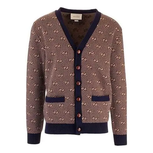 Gucci Monogram Knit Cardigan - Brown