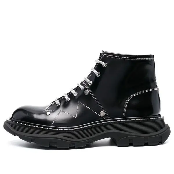 Alexander McQueen Lace-up Combat Boots - Black/white