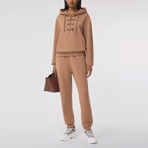Burberry Cotton Loose Hoodie With Lace-up Detail